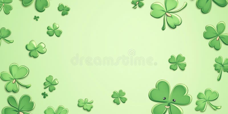 Playful Shamrock Characters on Pastel Green Background Stock ...