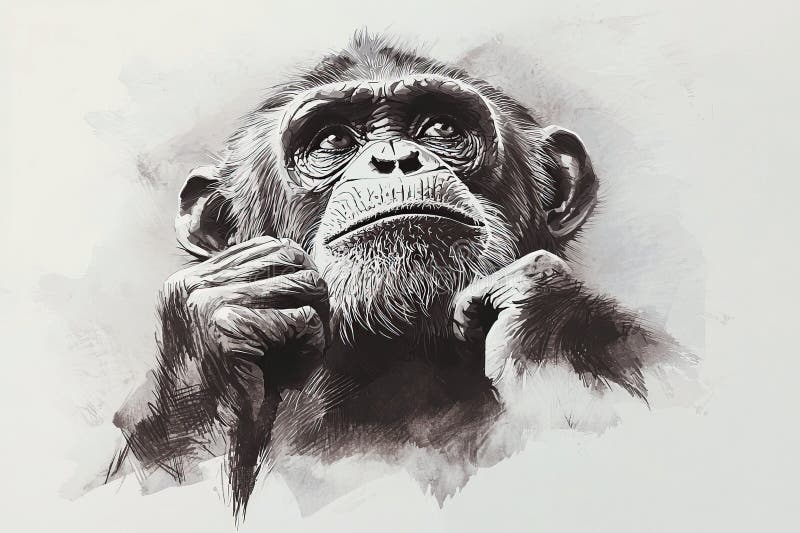 A Playful Sketch of a Monkey, Capturing Its Personality and Charm Stock ...