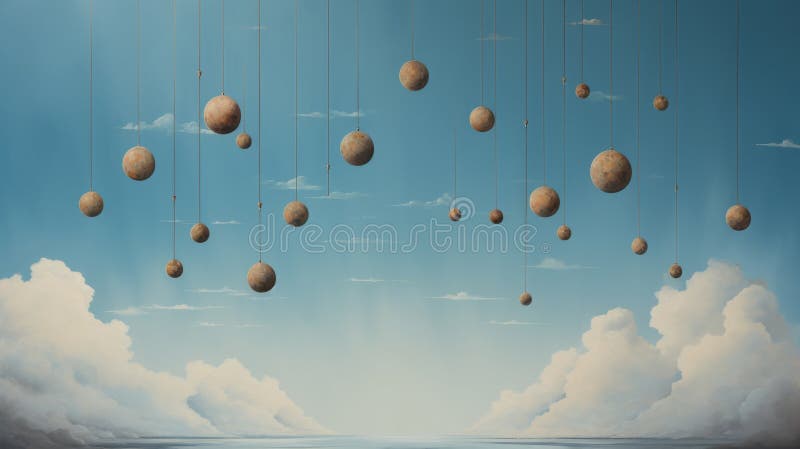 Balls from Strings in the Sky Stock Illustration - Illustration of ...