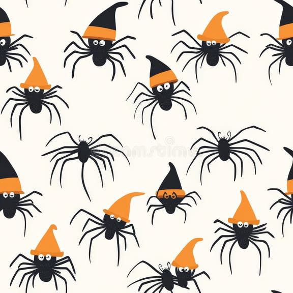 A Playful Spider Pattern with Tiny, Round-bodied Spiders Wearing ...