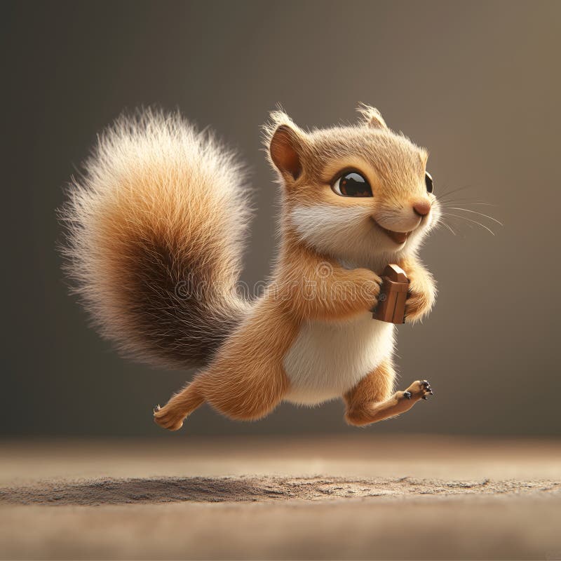 Playful Squirrel with a Nut Stock Illustration - Illustration of ...