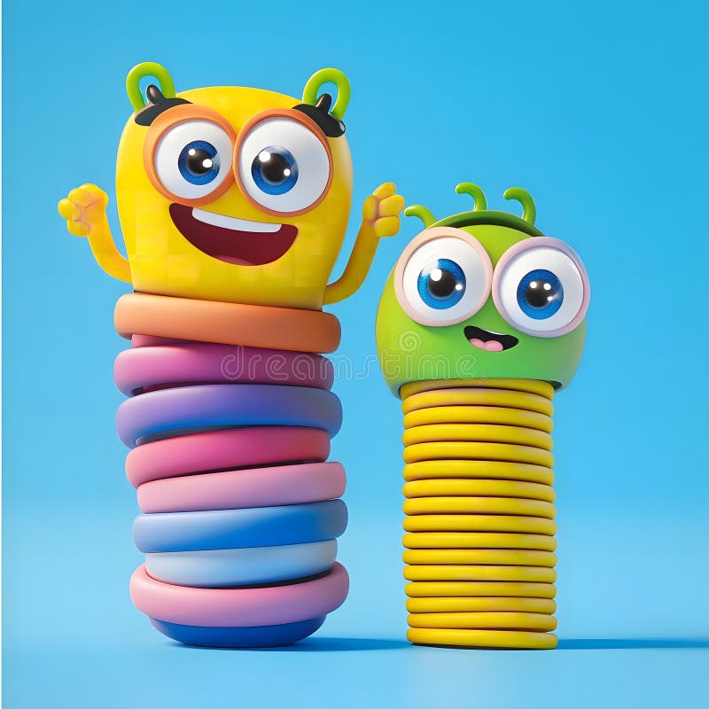 Playful Stacking Monsters: 3D Rendered Cartoon Characters Stock ...