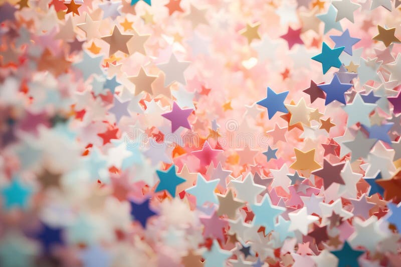 Playful Starshaped Confetti in Various Pastel Stock Illustration ...