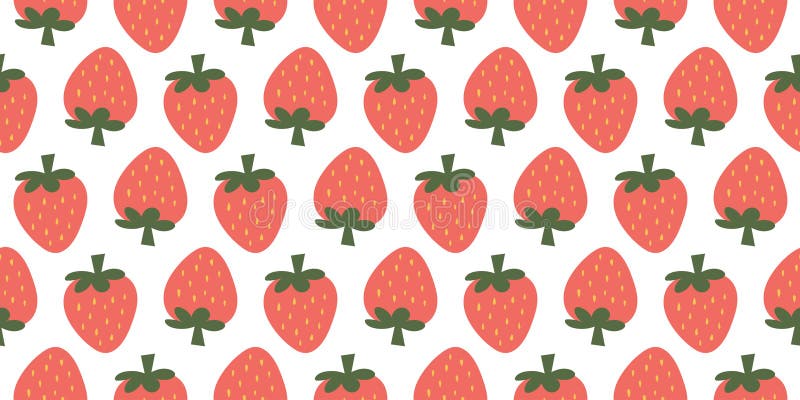 Playful Strawberry Pattern with Alternating Shapes on White Background ...