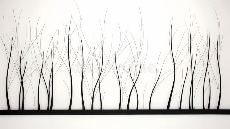 Playful Streamlined Forms: Black Tree Branches in a White Wall Stock ...