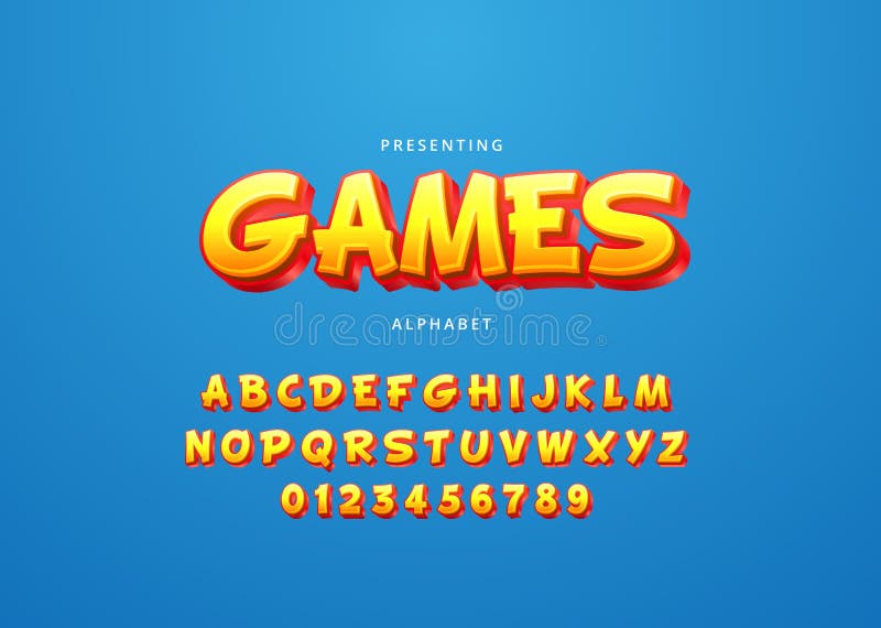 Playful Style Text Effect, Trendy Game Title Font Alphabet and Number ...