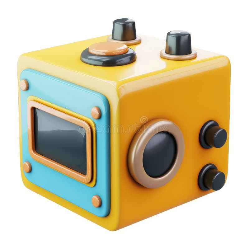 Cute Cartoon Retro Radio, a Colorful 3D Render Stock Illustration ...