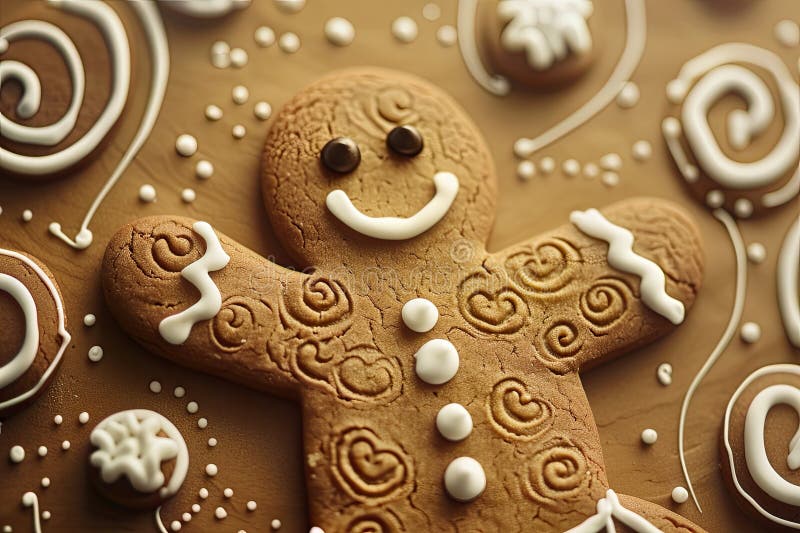 Playful Stylized Gingerbread Man with Mischievous Wink and Icing ...