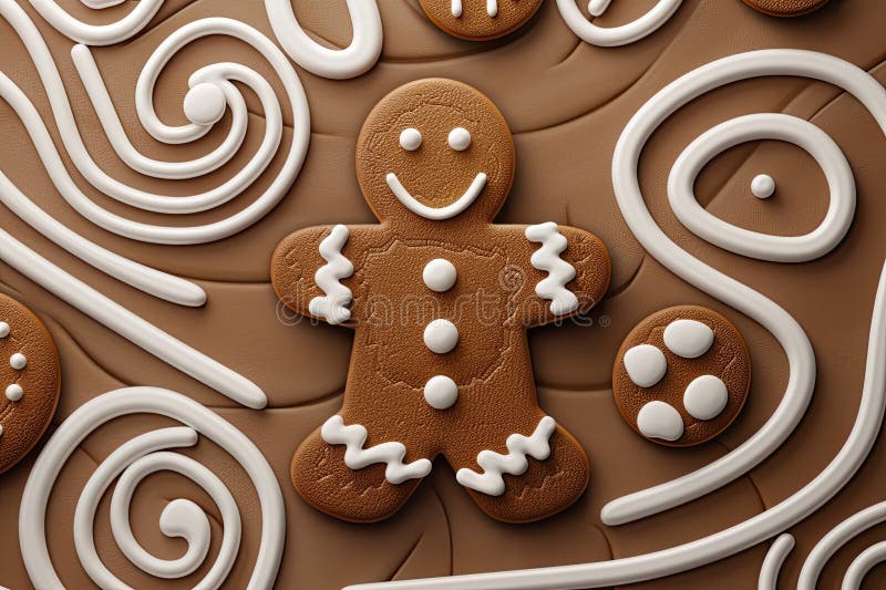 Playful Stylized Gingerbread Man with Mischievous Wink and Icing ...