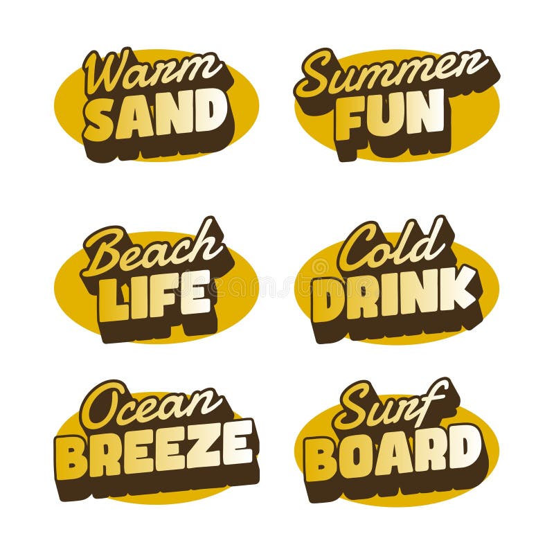 Playful Summer and Beach Typography Labels for Fun Creative Designs ...