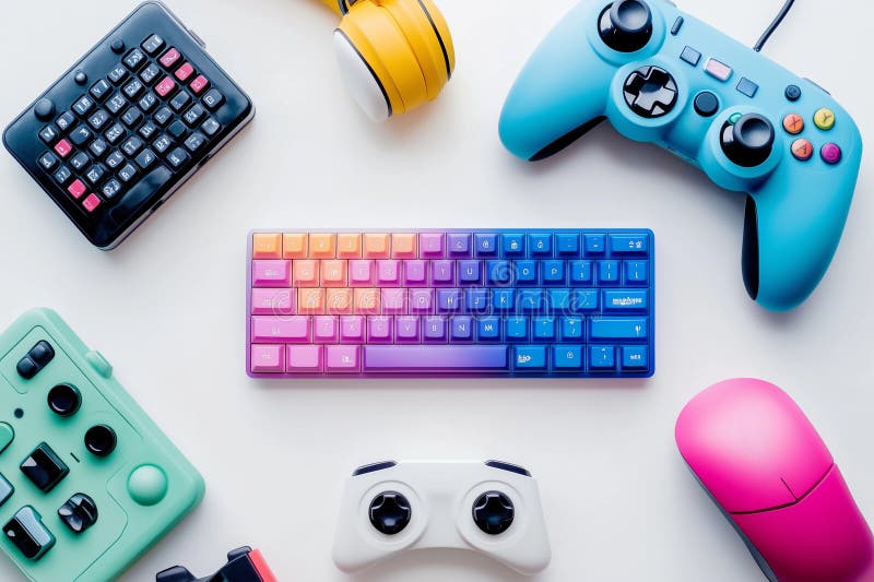 Playful Tech Composition from Top Down View Stock Photo - Image of tech, office: 337017794