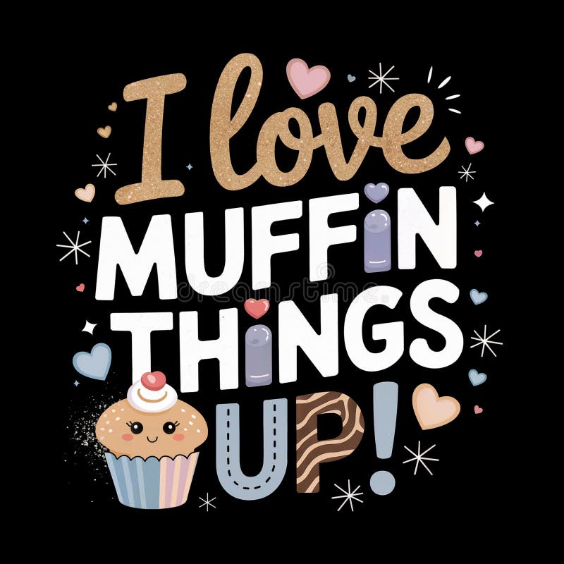 Playful Text Design Features the Phrase I Love Muffin Things Up Stock ...