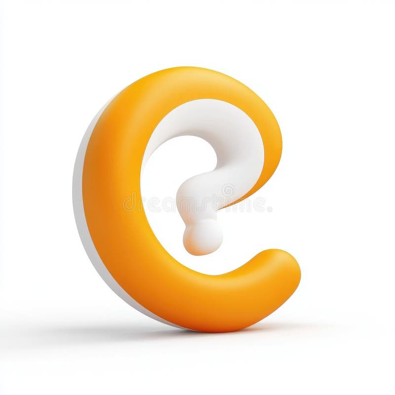 Orange and White 3D Question Mark Symbol, Inquiry Concept Stock ...