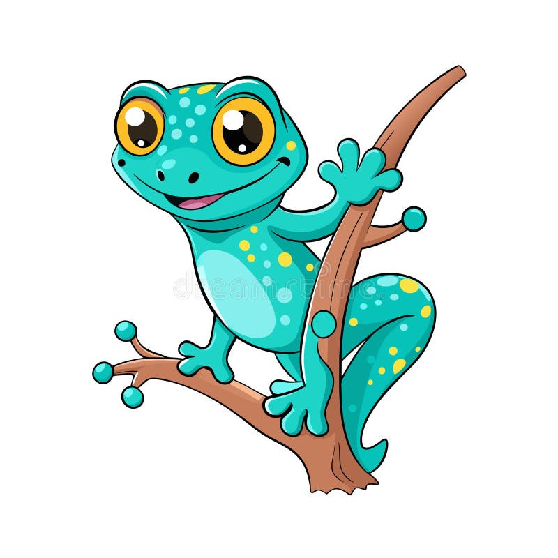 Playful Turquoise Gecko Cartoon Illustration Stock Vector ...
