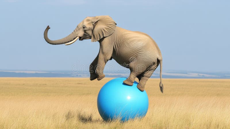 Playful and Unexpected, the Image of an African Elephant Balancing on a ...