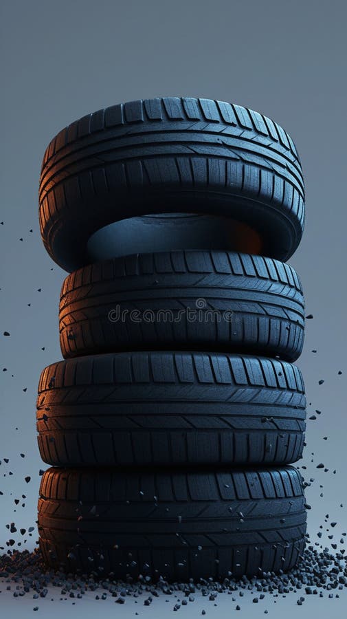 Playful and Unique 3D Display of Three Stacked and Scattered Tires ...