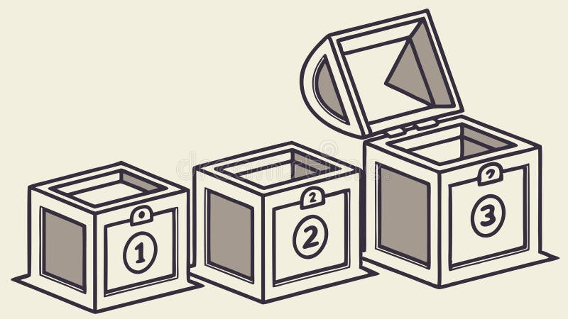 Numbered Mystery Boxes, Problem Solving, Sequential Thinking, Vector ...