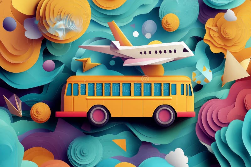 Colorful School Bus Educational Vector Design Stock Illustration ...