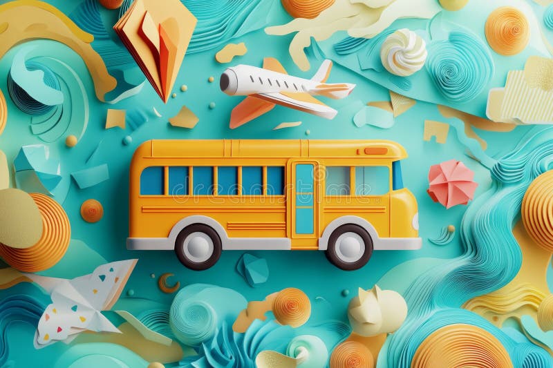 Colorful School Bus Educational Vector Design Stock Illustration ...