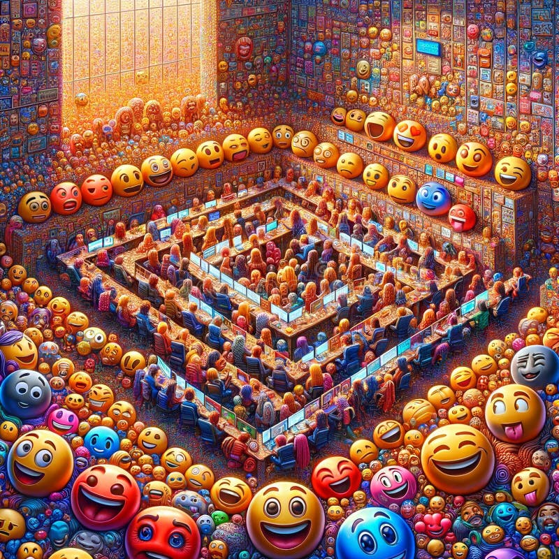 Emojiconference, Colorful Office Gathering of Expressive Emojis, Ai ...