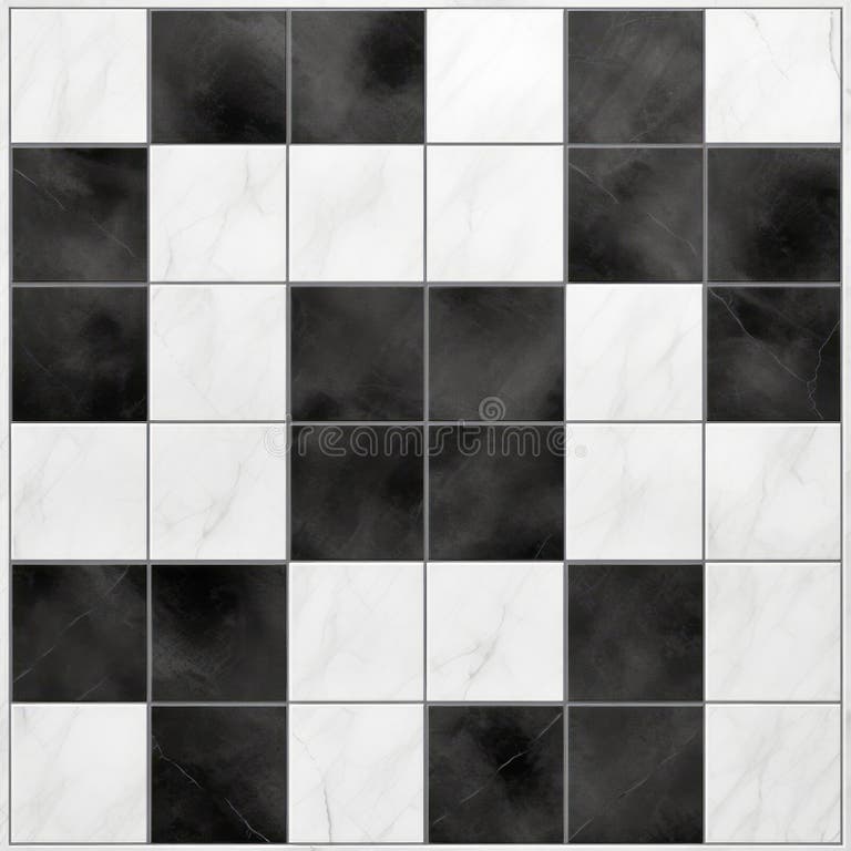 Playful Visual Puzzles: Realistic Marble Tile with Black and White ...