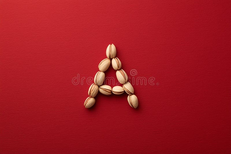 Letter a Shaped with Pistachio Shells on Vibrant Red Background in ...