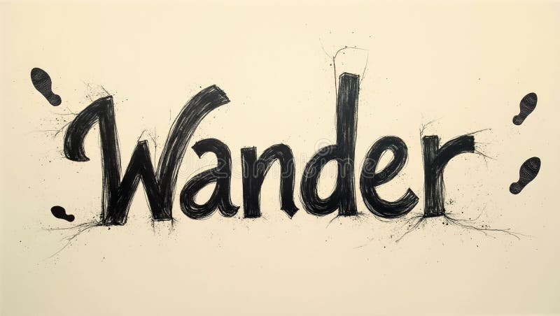 Playful Wander Script with Footprints Evoking Adventure Stock Illustration - Illustration of ...