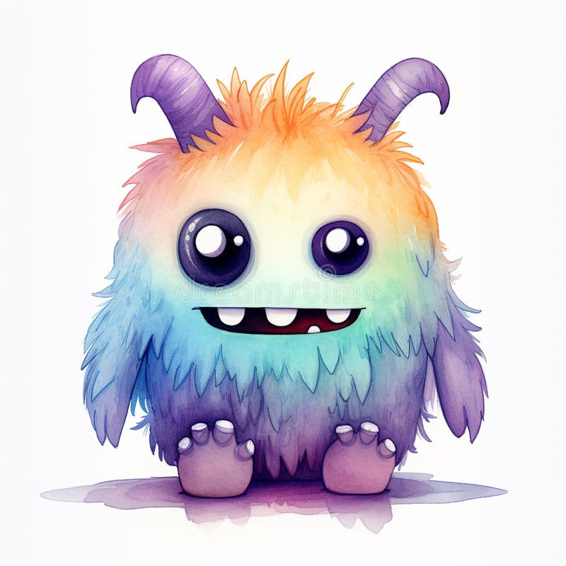 Playful Watercolor Creature Vibrant Fantasy Stock Illustration ...