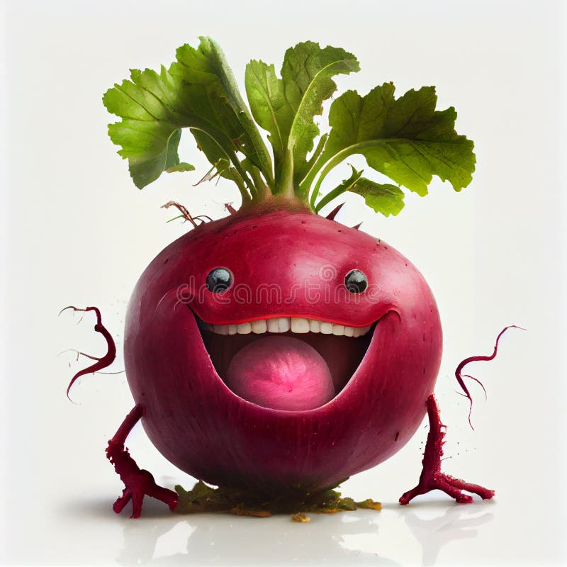The Playful World of Food: Smiling Humanized Beetroot on a White Background. Generative AI ...