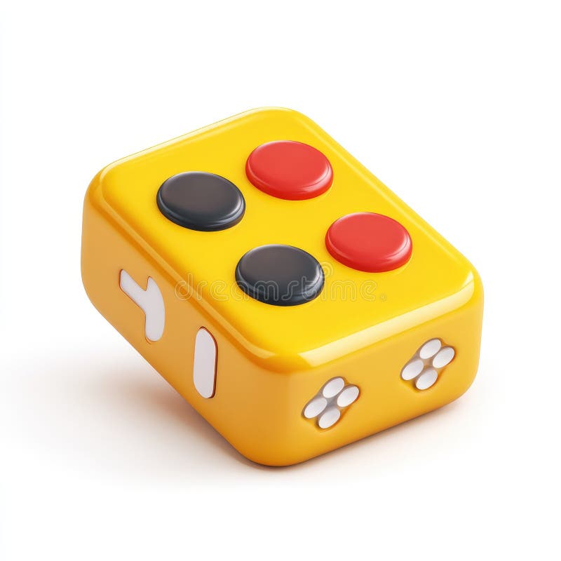Yellow Dice with Red and Black Buttons: 3D Render Stock Illustration ...