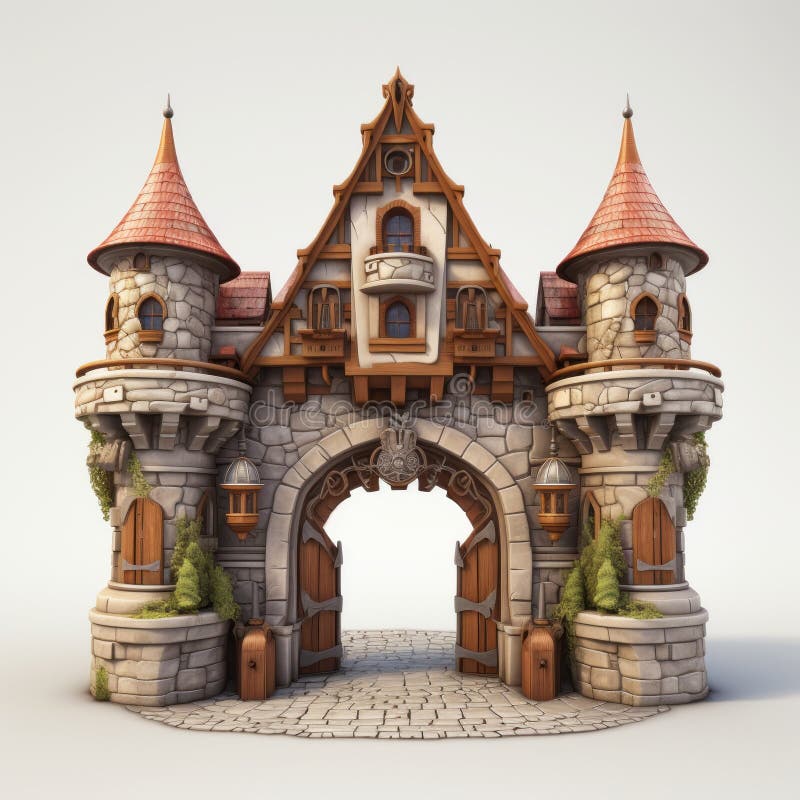 Playfully Intricate Small Castle Gate 3d Model Stock Illustration ...