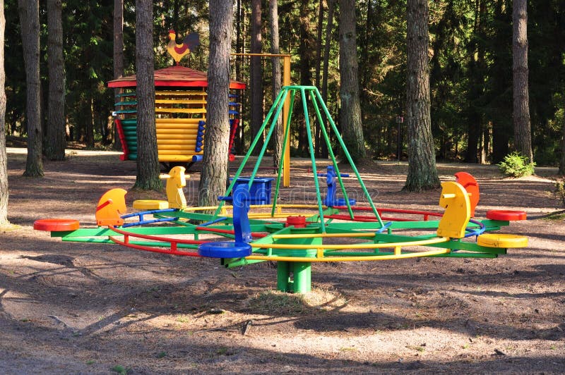 Orange Playground Steering Wheel Stock Photo - Image of highway ...