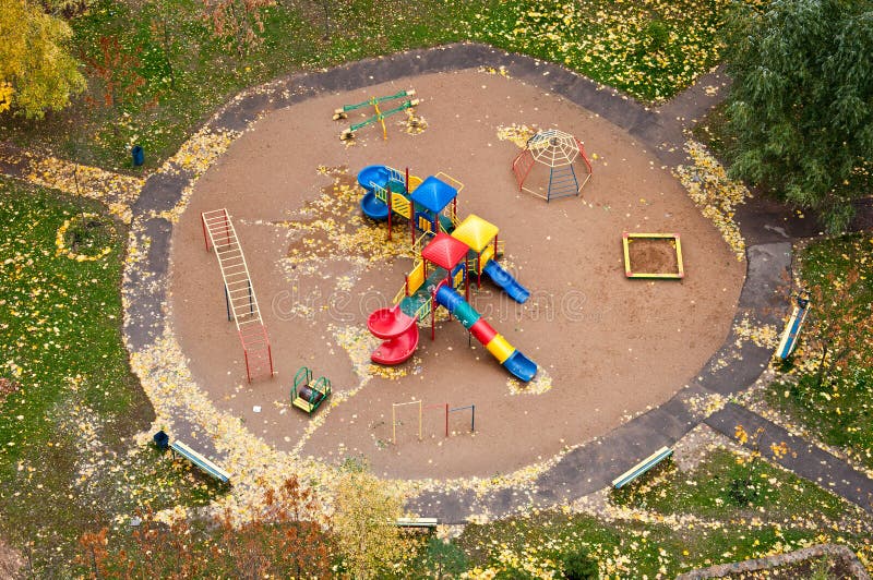 Playground in Autumn Top View Stock Image - Image of leaves, september ...