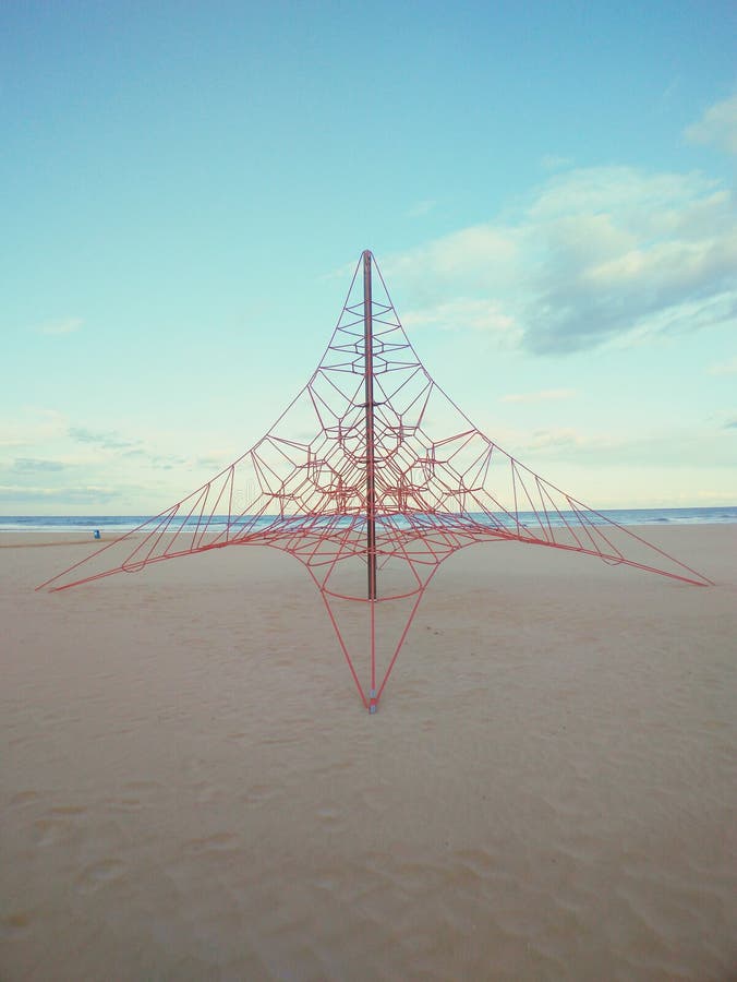 Playground at Beach Red Elastic Ropes Stock Image - Image of beach ...