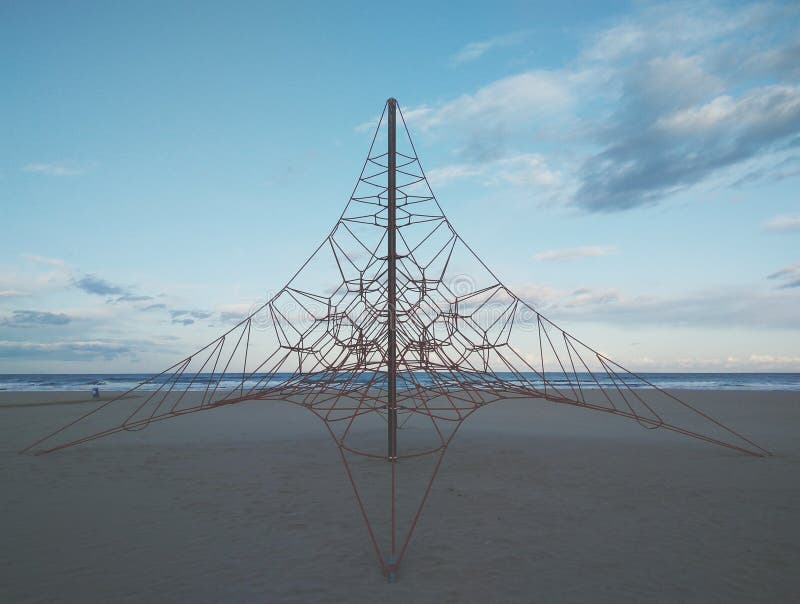 Playground at Beach with Red Elastic Ropes Stock Photo - Image of ...