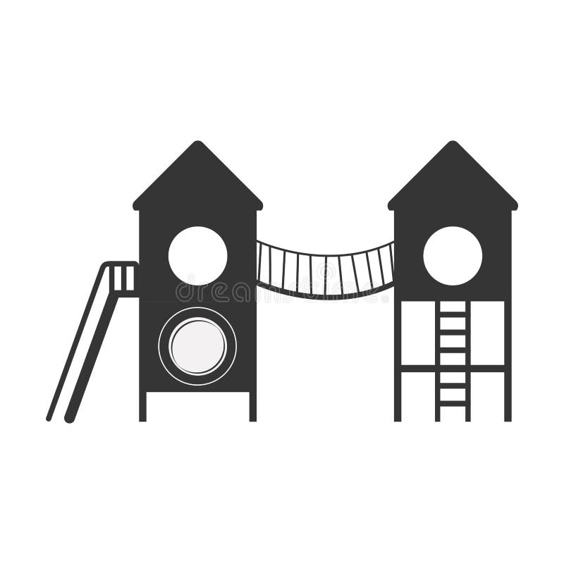 Playground with Bridge and Stairs Stock Vector - Illustration of slider ...