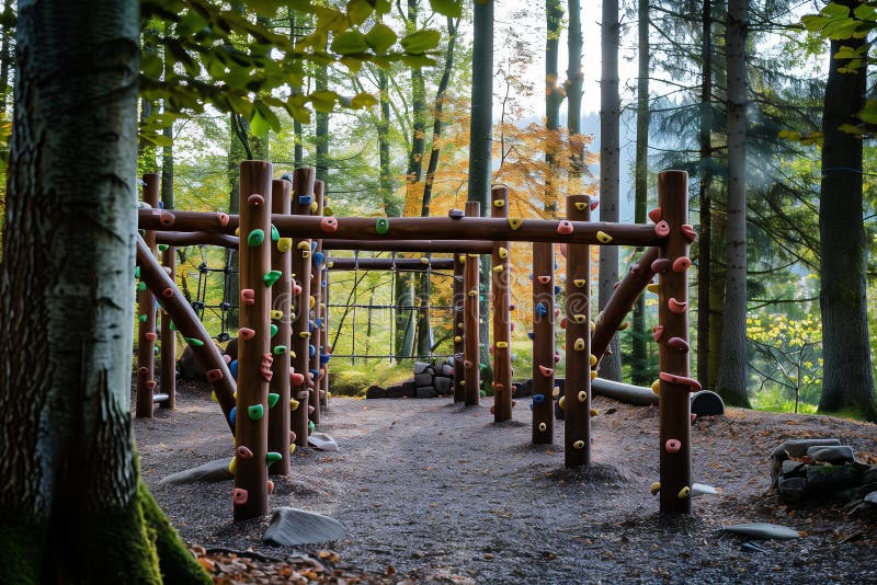 Playground for Children in the Autumn Forest Stock Illustration ...