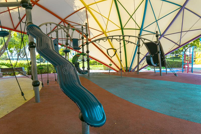 Playground for Children in the Park Stock Photo - Image of backyard ...