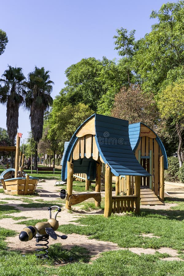 Playground for Children in a Park Stock Photo - Image of playground ...