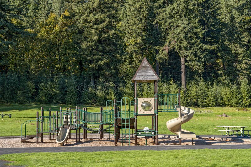 Playground for Children at a Picnic Area in the Park Stock Photo ...