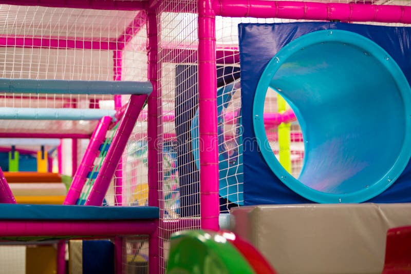 Playground for Children in the Room. Grids, Slides, Labyrinths Bright ...