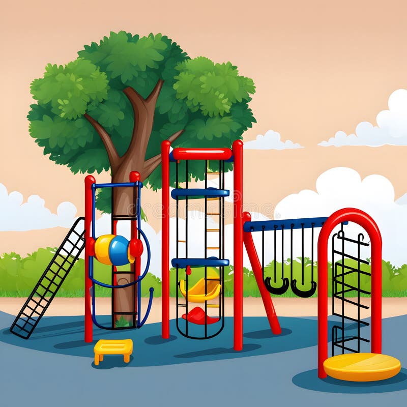 Playground, AI-Generatet stock illustration. Illustration of climbing ...