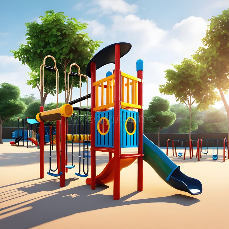 Playground, AI-Generatet stock illustration. Illustration of colorful ...