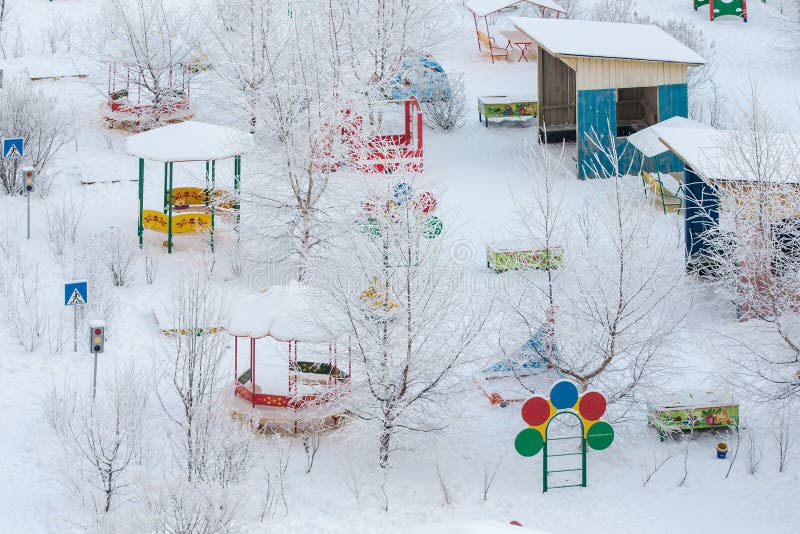 Playground on a Cold Winter Day Stock Image - Image of frozen, bright ...