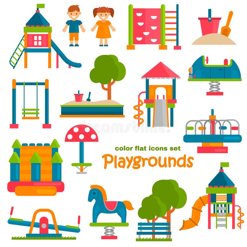Playground Color Flat Icons Set for Web and Mobile Design Stock ...