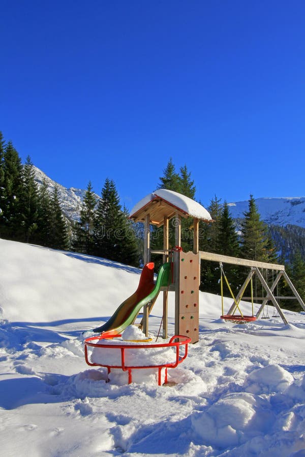Playground Covered in Snow during the Winter in Austria Stock Image ...