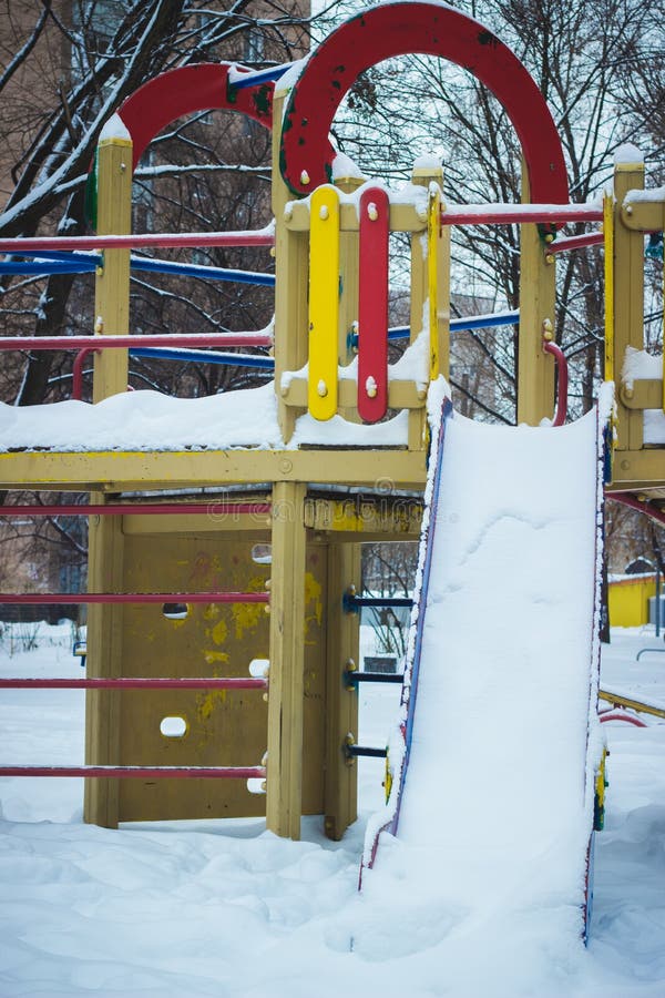 Playground Covered with Snow Stock Image - Image of snow, winter: 82148801
