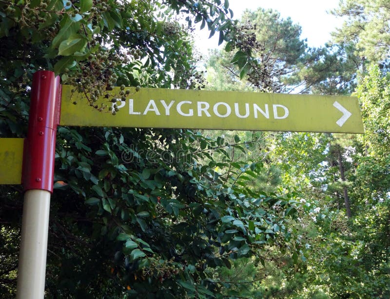 Playground Directional Sign Post Stock Photo - Image of equipment ...