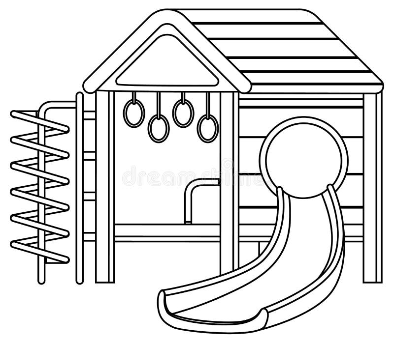 Playground Doodle Outline for Colouring Stock Vector - Illustration of ...