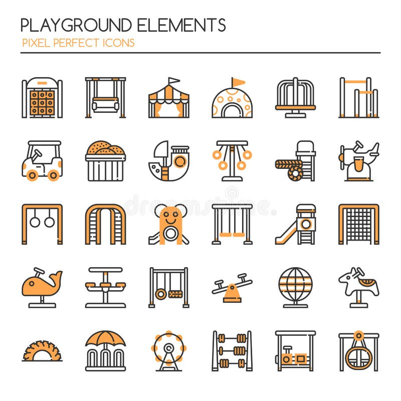 Set of Playground Elements - Modern Vector Cartoon Isolated ... Set of Playground Elements - Modern Vector Cartoon Isolated ...